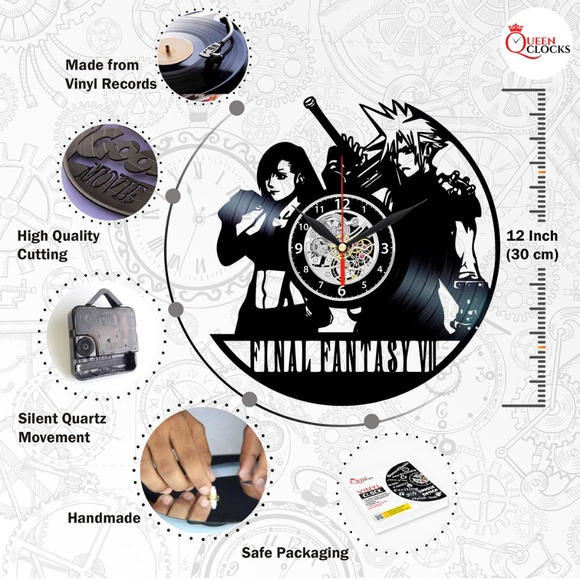 QueenClocks | Wall Decor | World Of Final Fantasy 7 Vii Clock Vinyl ...